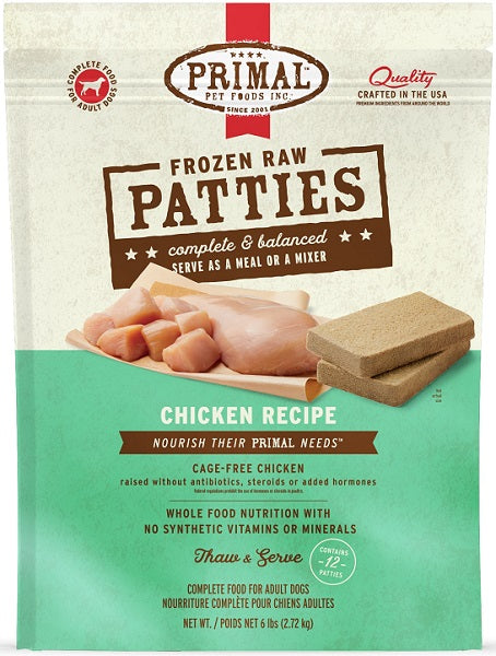 Primal Raw Frozen Dog Food Patties Chicken Formula – Pet Market NYC