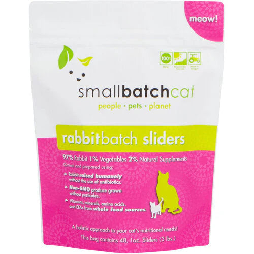 SmallBatch Raw Frozen Cat Food Rabbit Batch Sliders 3lb – Pet Market NYC