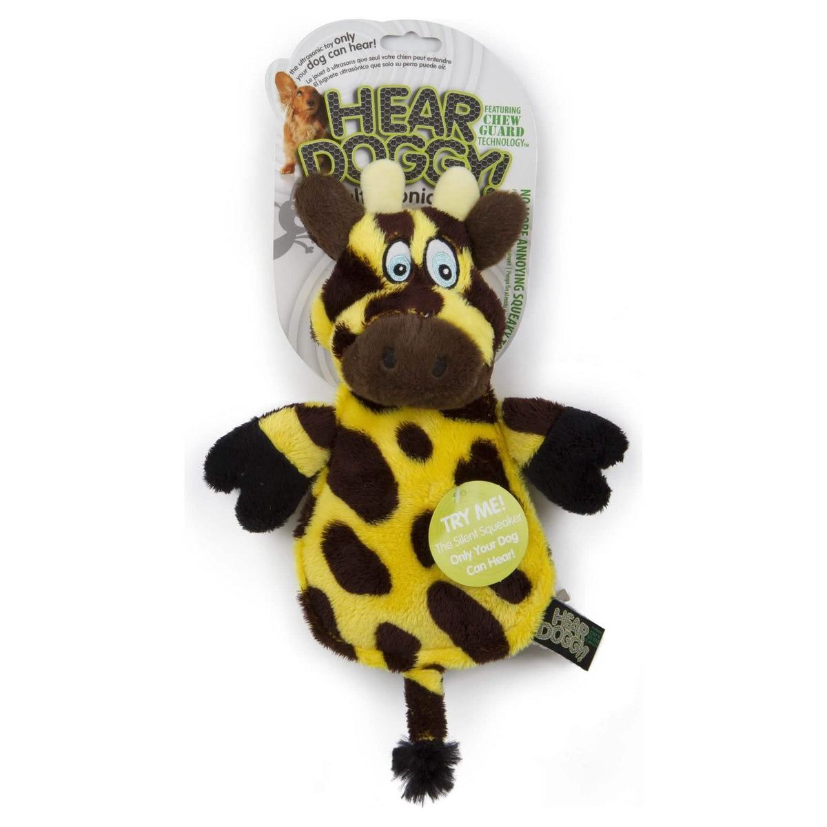Hear Doggy Flatty Giraffe Silent Squeaker S – Pet Market NYC