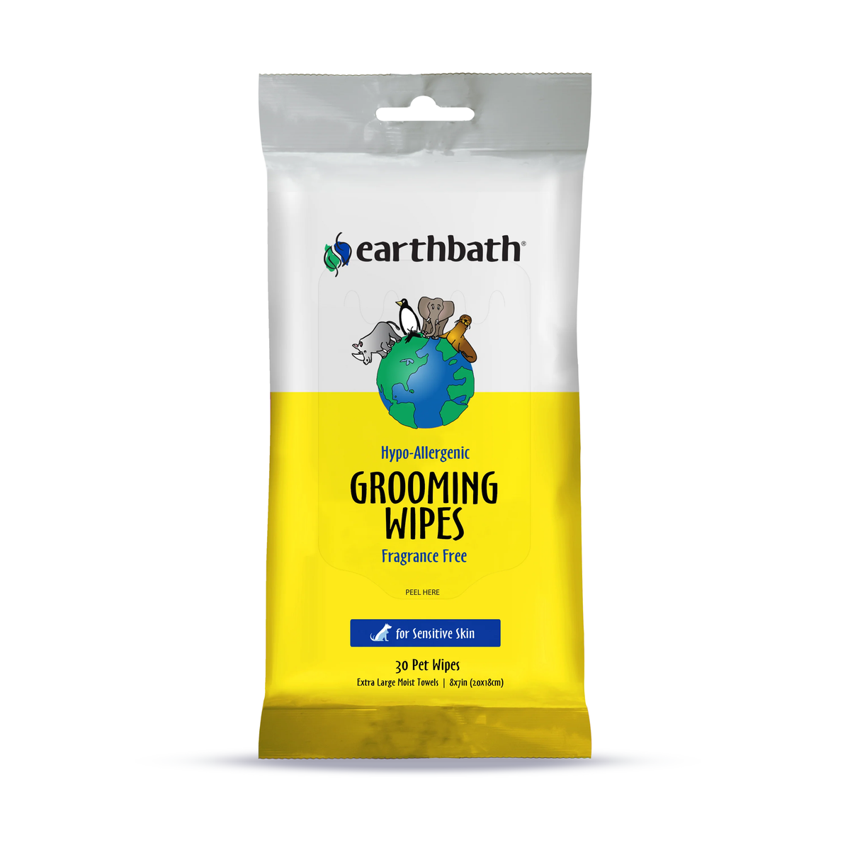 Earthbath Hypo-Allergenic Grooming Wipes Fragrance Free for Sensitive ...