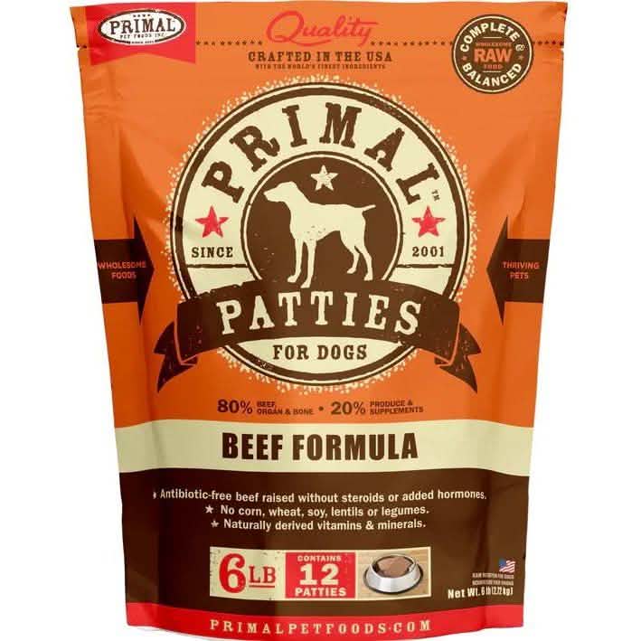 Primal Raw Frozen Dog Food Patties Beef Formula – Pet Market NYC