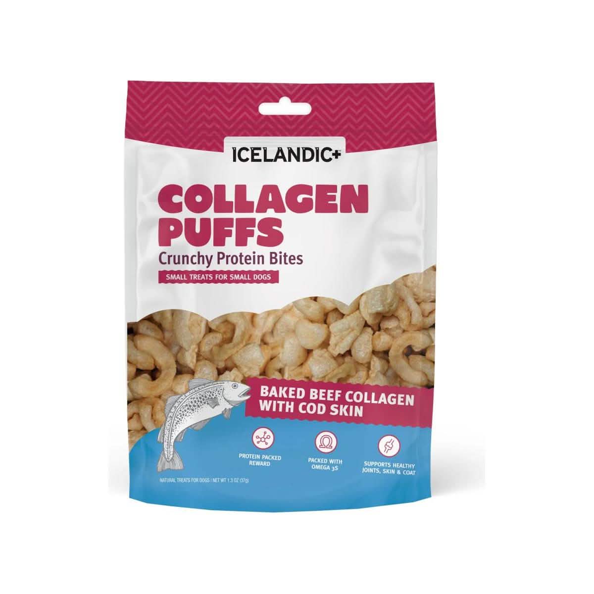 Icelandic Dog Treat Collagen Puffs Baked Beef Collagen with Cod Skin ...