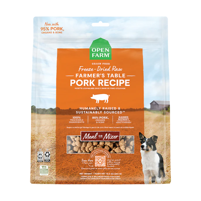 Open Farm Freeze-Dried Raw Dog Food Farmer's Table Pork Recipe – Pet ...