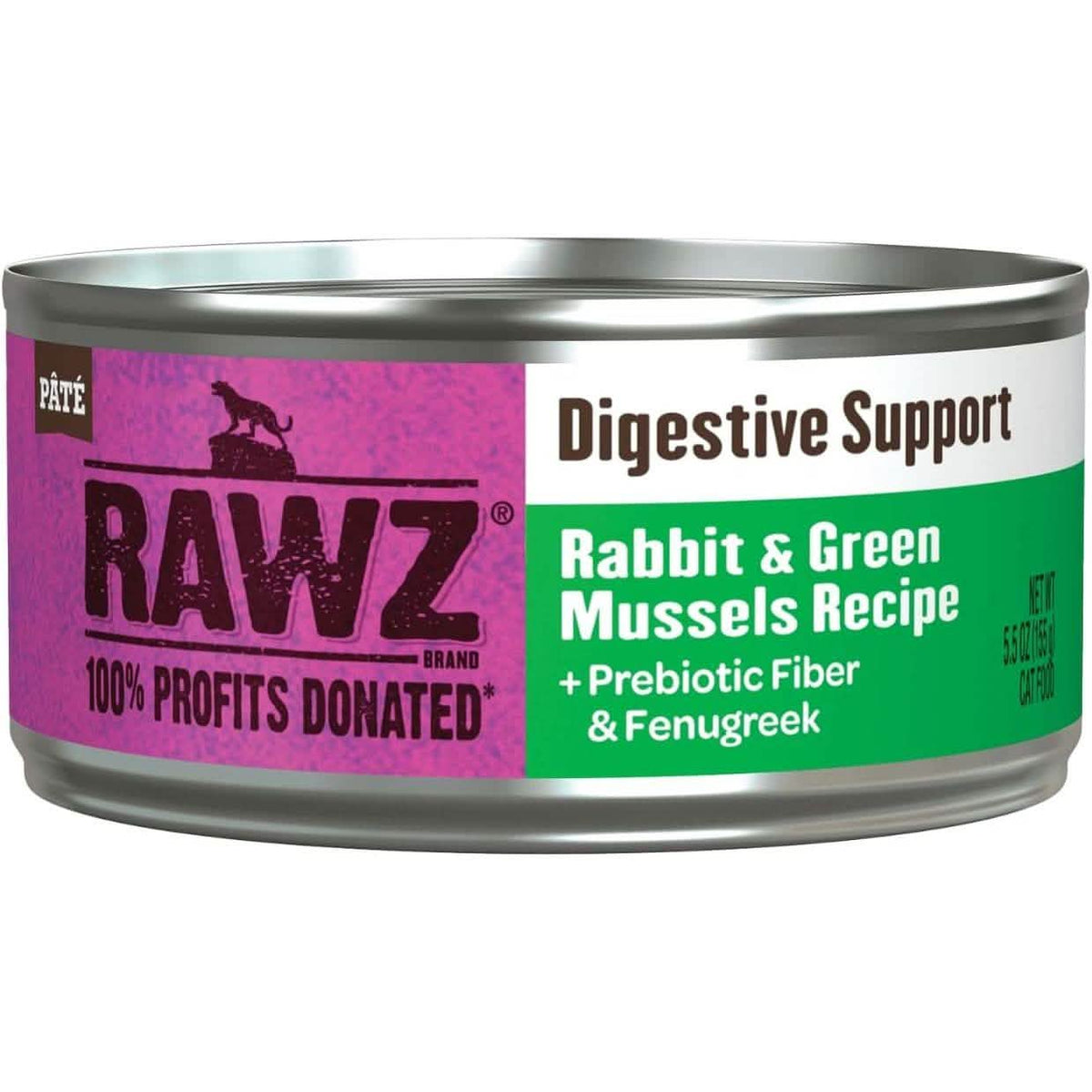 RAWZ Digestive Support Rabbit & Green Mussels Recipe Cat Food with Pre ...