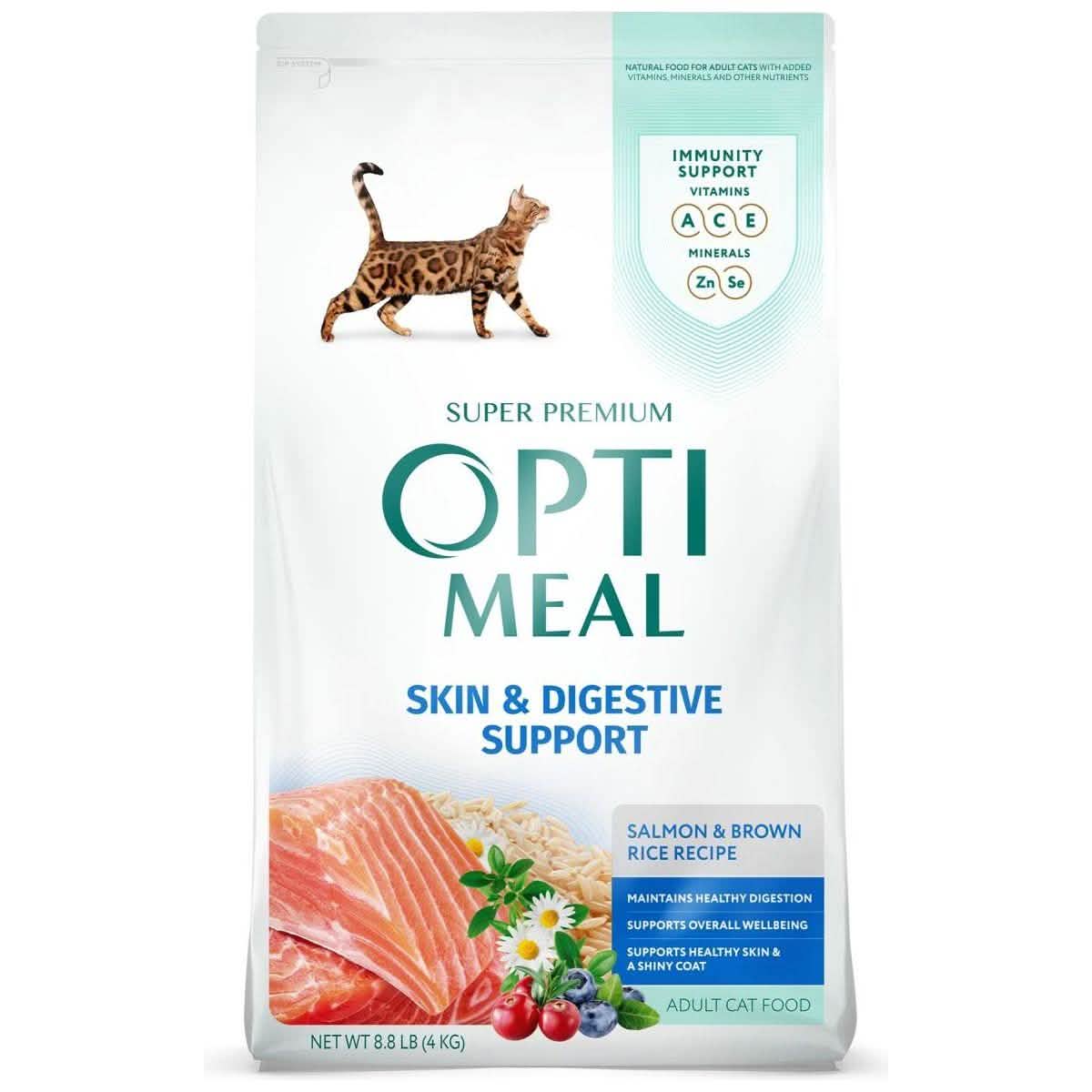 Opti Meal Dry Cat Food Skin & Digestive Support Salmon & Brown Rice Re ...
