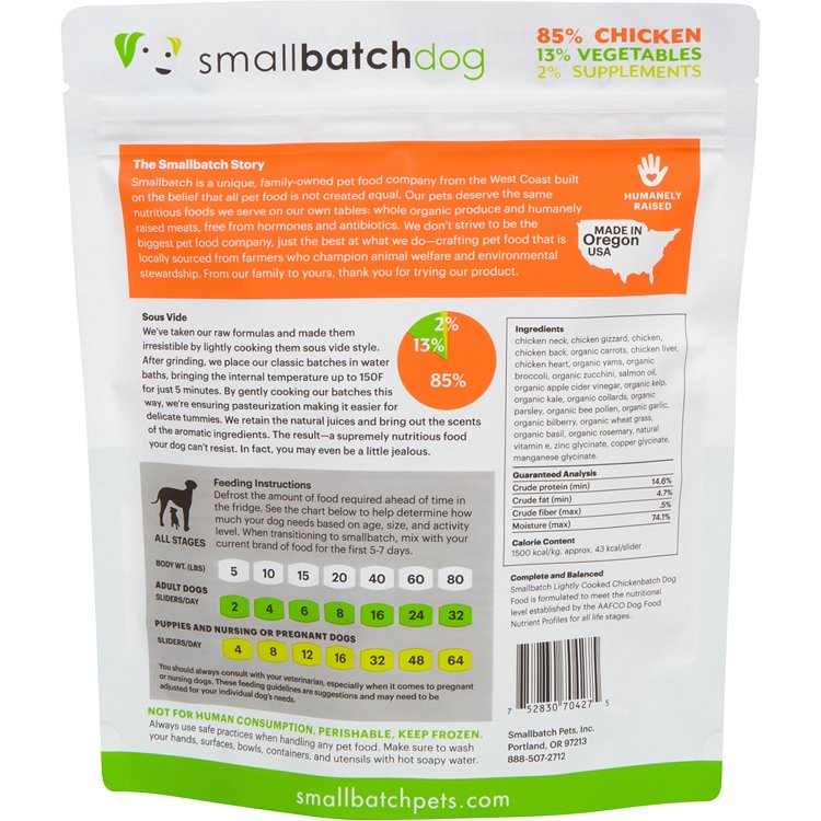 SmallBatch Lightly Cooked Frozen Dog Food ChickenBatch Sliders – Pet ...